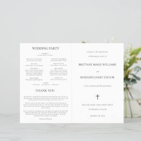 Simple Catholic Wedding Mass Ceremony Program | Zazzle.com