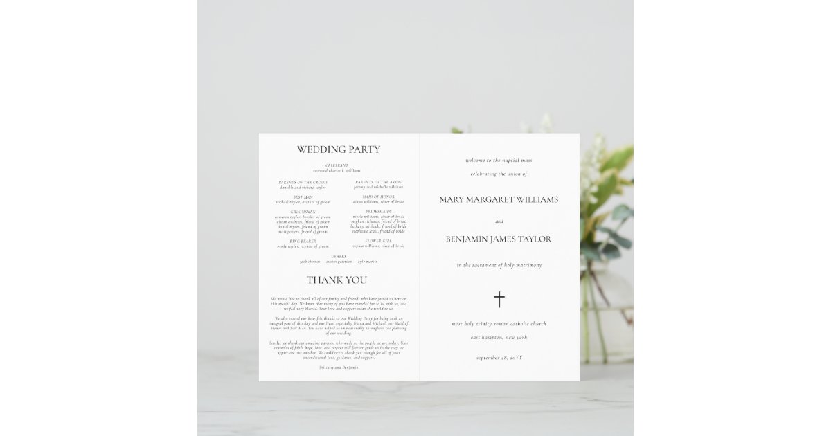 Simple Catholic Wedding Mass Ceremony Program | Zazzle