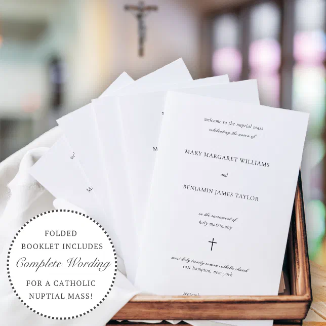 Simple Catholic Wedding Mass Ceremony Program | Zazzle
