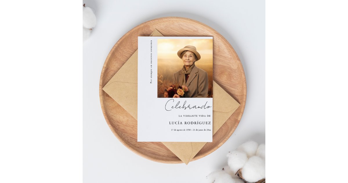 Simple Celebrando Spanish Funeral announcement | Zazzle