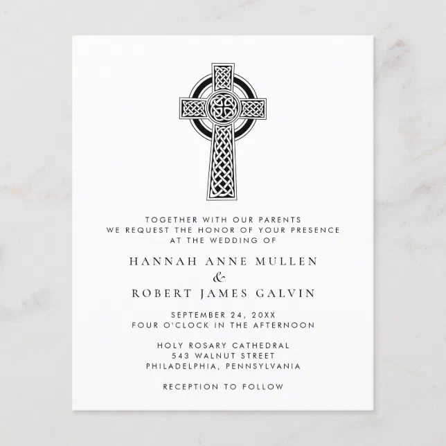 Simple Celtic Cross Wedding Invitation | Zazzle