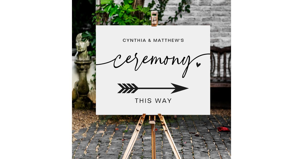 Simple Ceremony Script Wedding Direction Sign | Zazzle