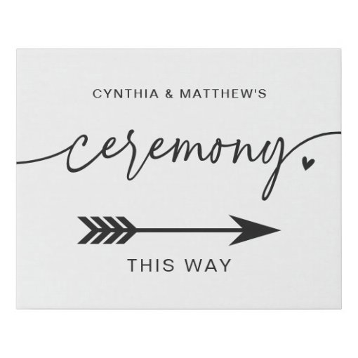 Simple Ceremony Script Wedding Direction Sign | Zazzle