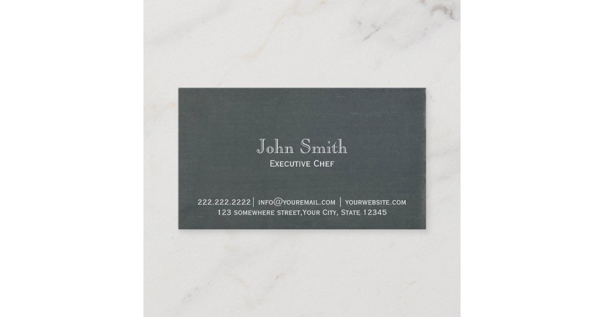 Simple Chalkboard Background Chef Business Card | Zazzle