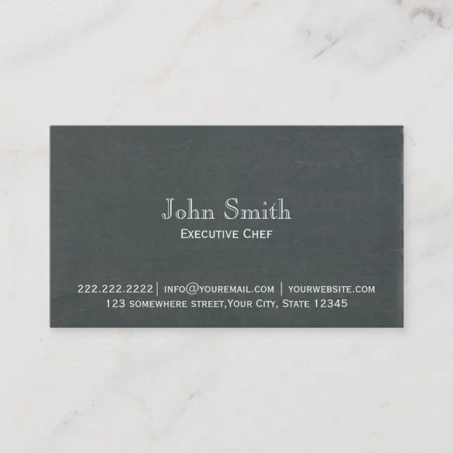 Simple Chalkboard Background Chef Business Card | Zazzle