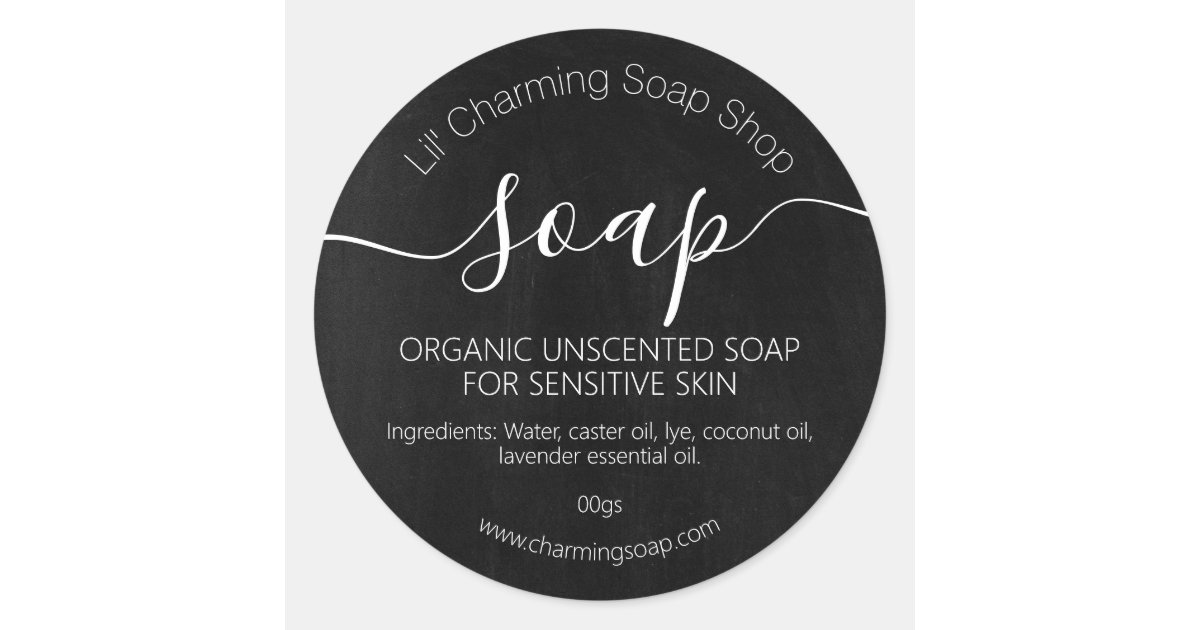 Simple Chalkboard Handmade Organic Vegan Soap Classic Round Sticker ...