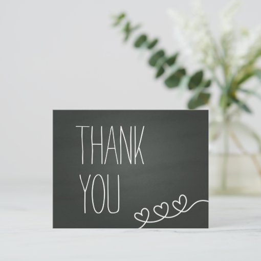 Simple Chalkboard Thank You Post Card | Zazzle