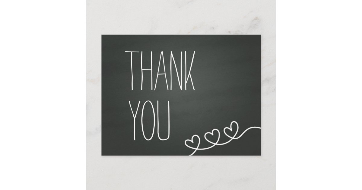 Simple Chalkboard Thank You Post Card | Zazzle