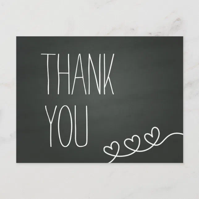 Simple Chalkboard Thank You Post Card | Zazzle