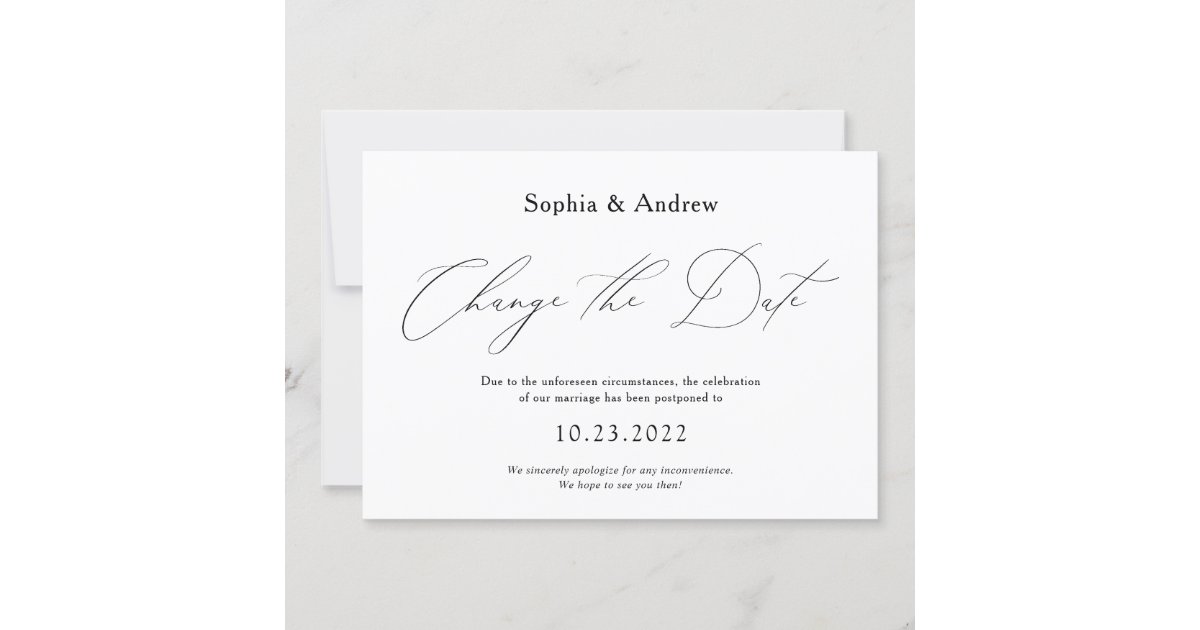 Simple Change the Date Wedding Postponed Invitation | Zazzle