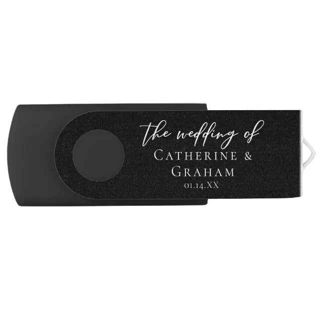 Simple Chic Black White Wedding Personalized Flash Drive | Zazzle