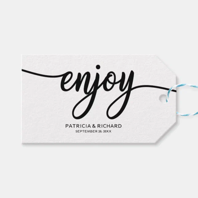 Simple Chic Calligraphy Enjoy Wedding Favor Tags | Zazzle