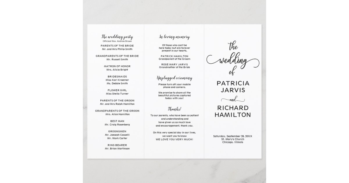 Simple Chic Calligraphy Wedding Ceremony Program | Zazzle