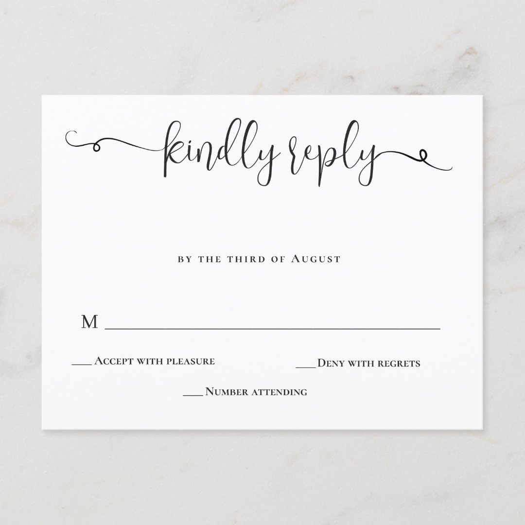 Simple Chic Calligraphy Wedding Response RSVP Card | Zazzle