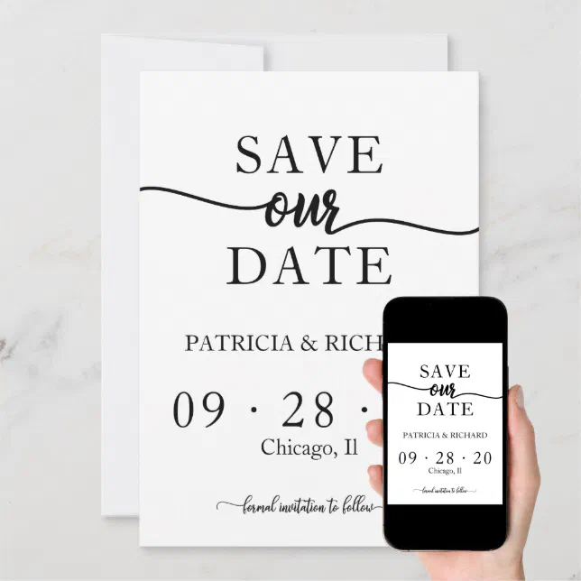 Simple Chic Calligraphy Wedding Save The Date Invitation | Zazzle