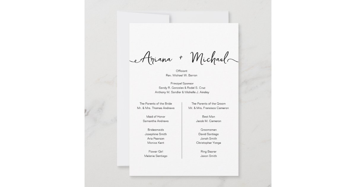 Simple Chic Custom Entourage list wedding Invitation | Zazzle