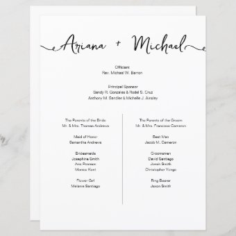 Simple Chic Custom Entourage list wedding large | Zazzle