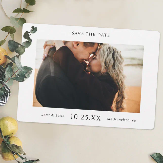 Simple Chic Custom Photo Save The Date | Zazzle