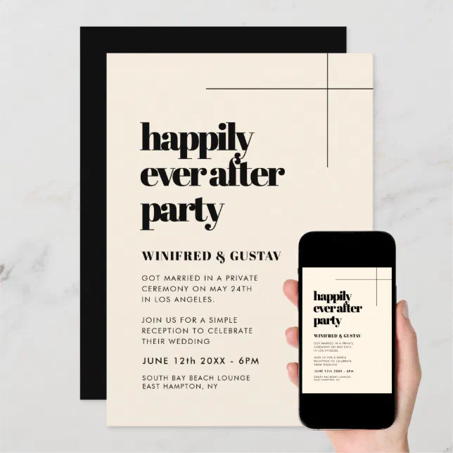 Simple chic & elegant Happily ever after party Invitation | Zazzle