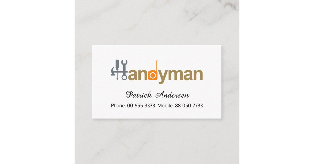 Simple Chic Handyman Signage Business Card | Zazzle