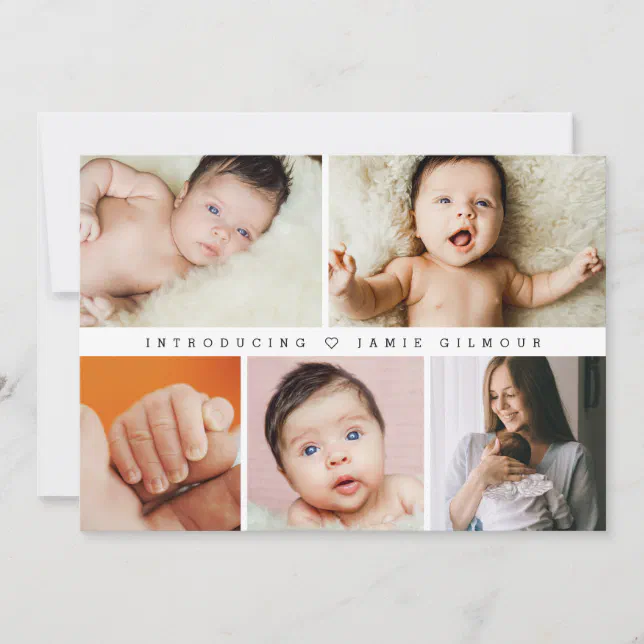 Simple Chic Introducing Baby photos Thank you Invitation | Zazzle