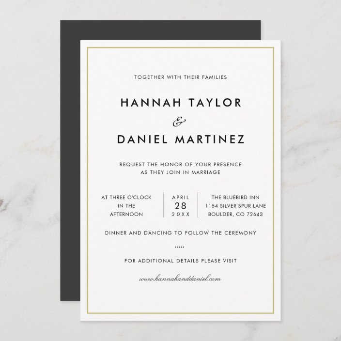 Simple Chic Minimalist Elegant Gold Accent Wedding Invitation | Zazzle.com
