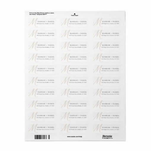 Simple Chic Modern Monogram Return Address Label | Zazzle