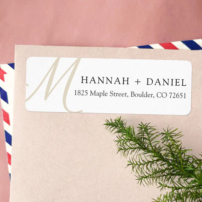 Simple Chic Modern Monogram Return Address Label | Zazzle