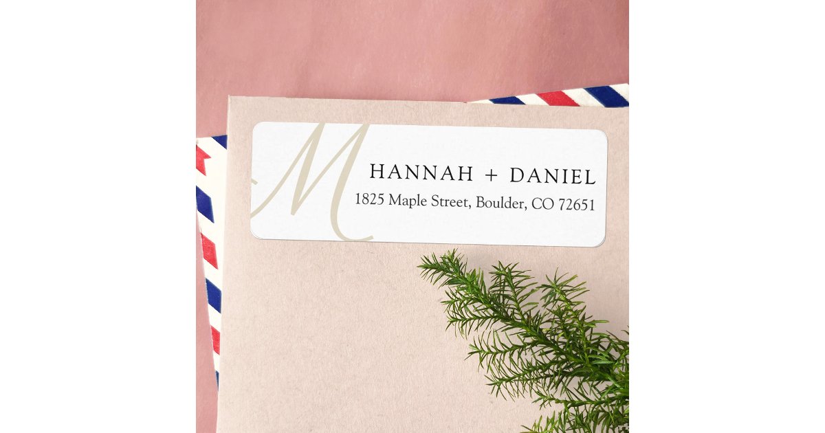 Simple Chic Modern Monogram Return Address Label | Zazzle