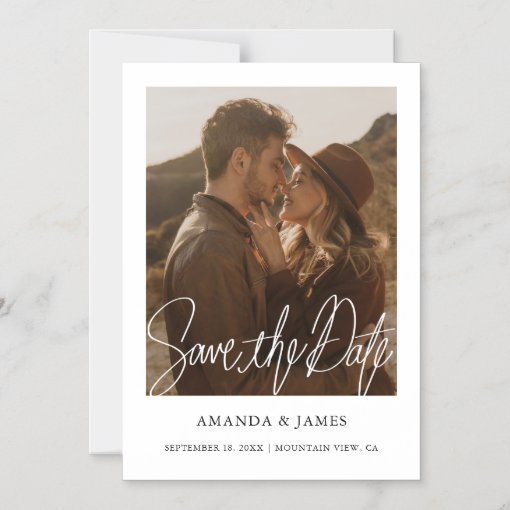 Simple Chic Modern Photo Wedding Save the Date Magnetic Invitation | Zazzle