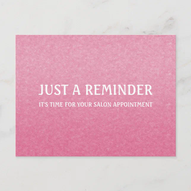 Simple Chic Pink Salon Appointment Reminder Postcard | Zazzle