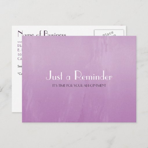 Simple Chic Purple Abstract Appointment Reminder Postcard | Zazzle