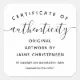 Simple Chic Script Certificate of Authenticity Square Sticker | Zazzle