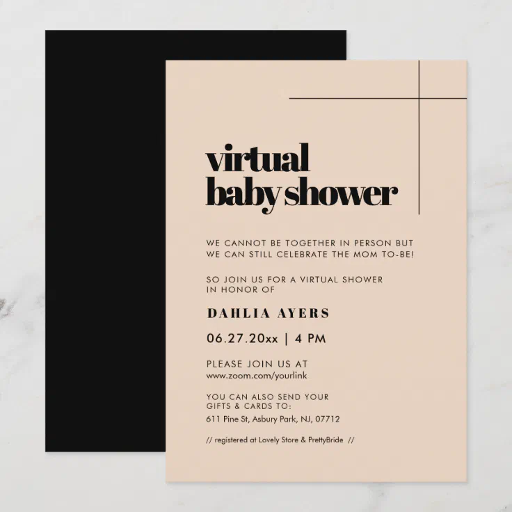 Simple chic Virtual baby shower Invitation | Zazzle
