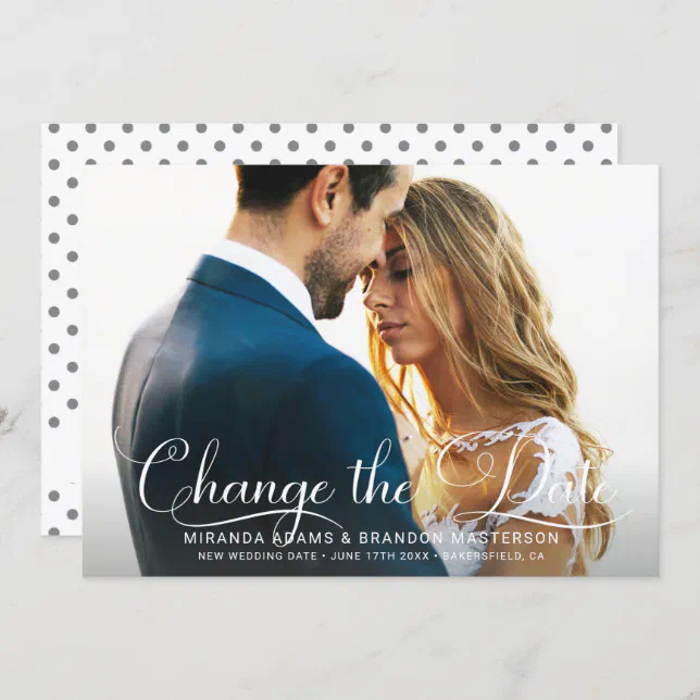 Simple Chic Wedding Change the Date Invitation | Zazzle