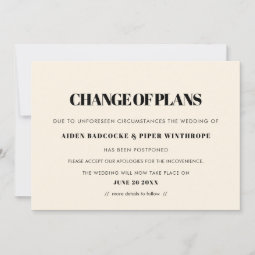 Simple & chic wedding date change announcement | Zazzle