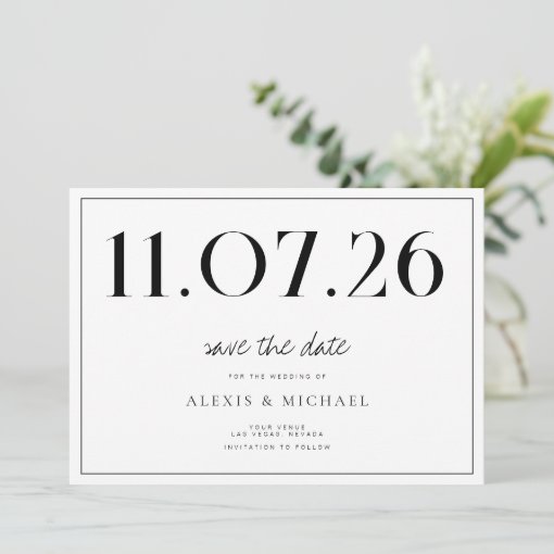 Simple Chic Wedding Non-Photo Save The Date | Zazzle