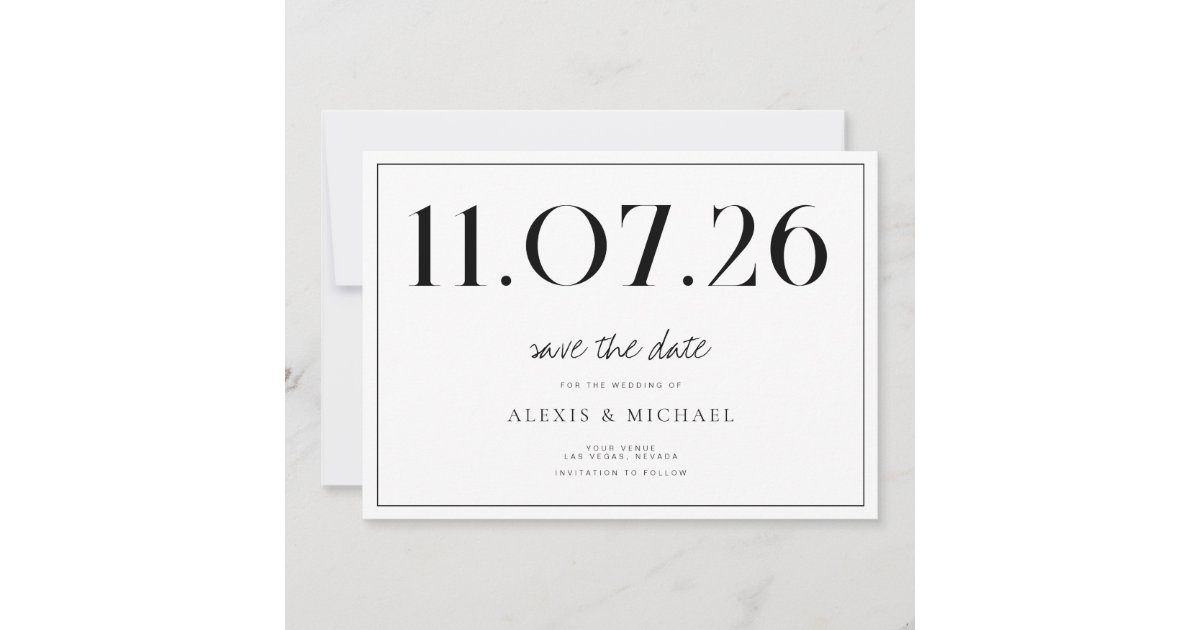 Simple Chic Wedding Non-Photo Save The Date | Zazzle