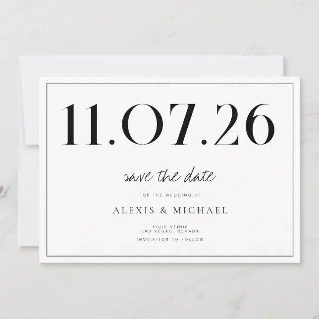 Simple Chic Wedding Non-Photo Save The Date | Zazzle
