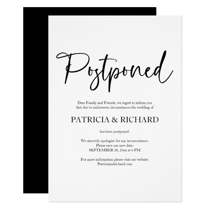 Simple Chic Wedding Postponed Announcement | Zazzle.com