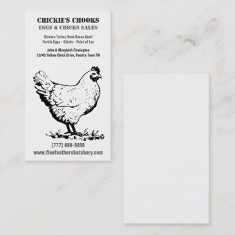 Simple Chicken or Egg Farm in Black and White Business Card | Zazzle
