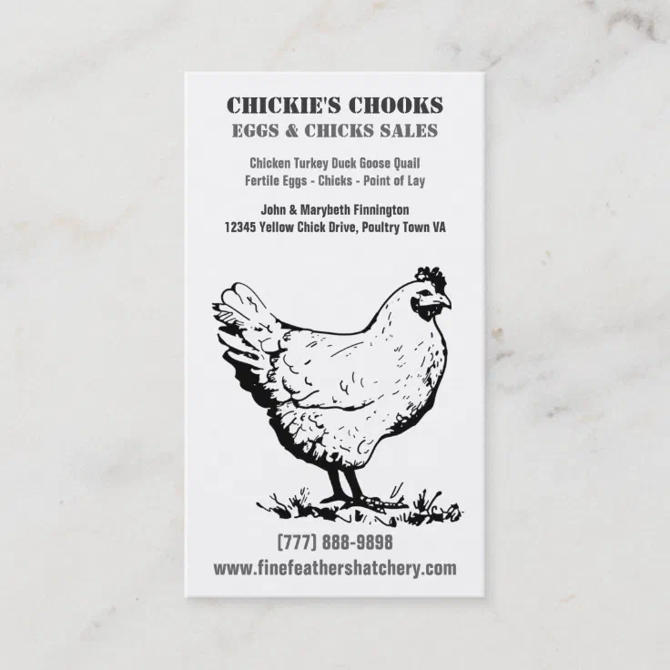 Simple Chicken or Egg Farm in Black and White Business Card | Zazzle
