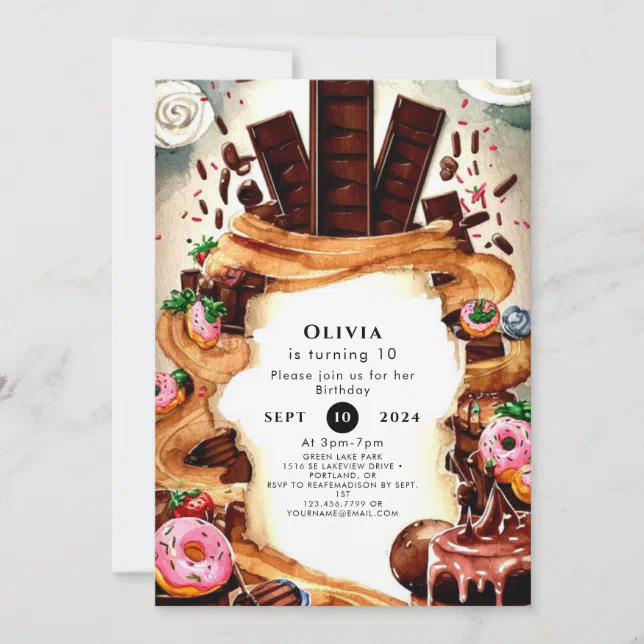 Simple Children's Chocolate Birthday Invitation | Zazzle