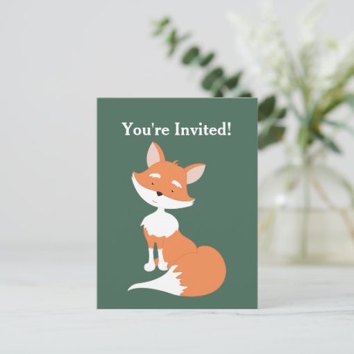 Simple Child's Birthday Fox Invitation Postcard | Zazzle