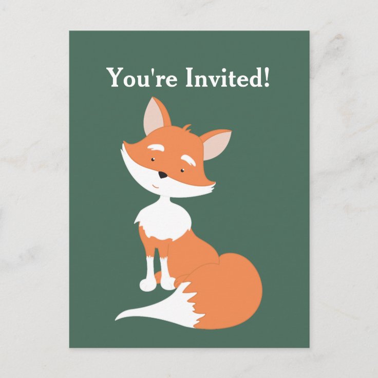 Simple Child's Birthday Fox Invitation Postcard | Zazzle