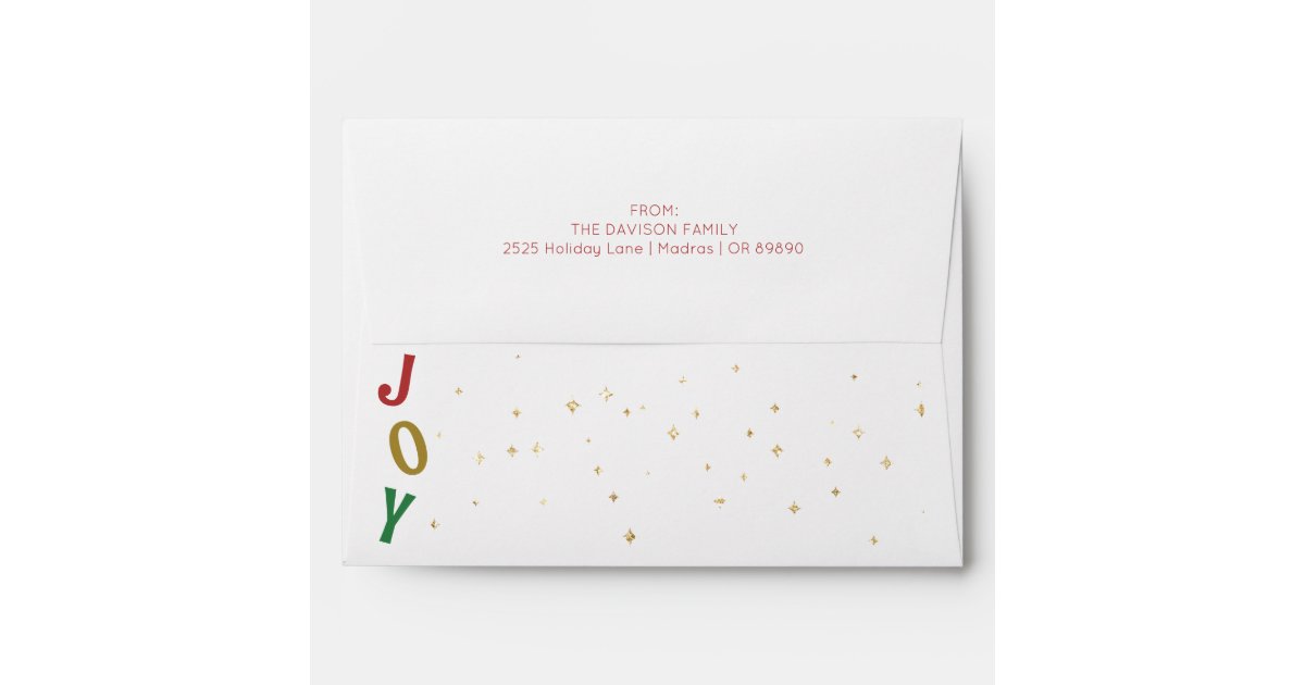 Simple Christmas Joy Holiday Mailing Envelope | Zazzle