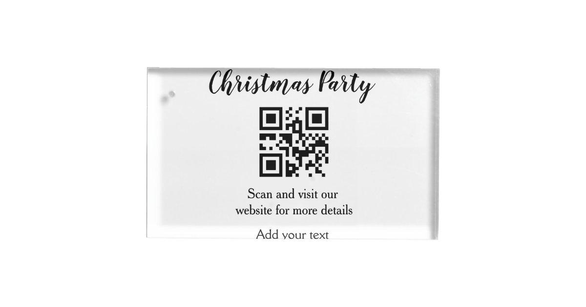 Simple christmas party website barcode QR add name Place Card Holder ...