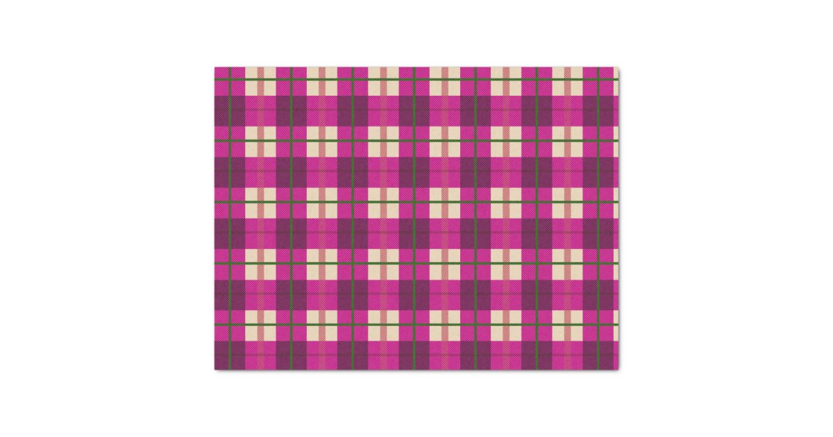 Simple Christmas Plaid Pink Purple Checkered Tissue Paper | Zazzle
