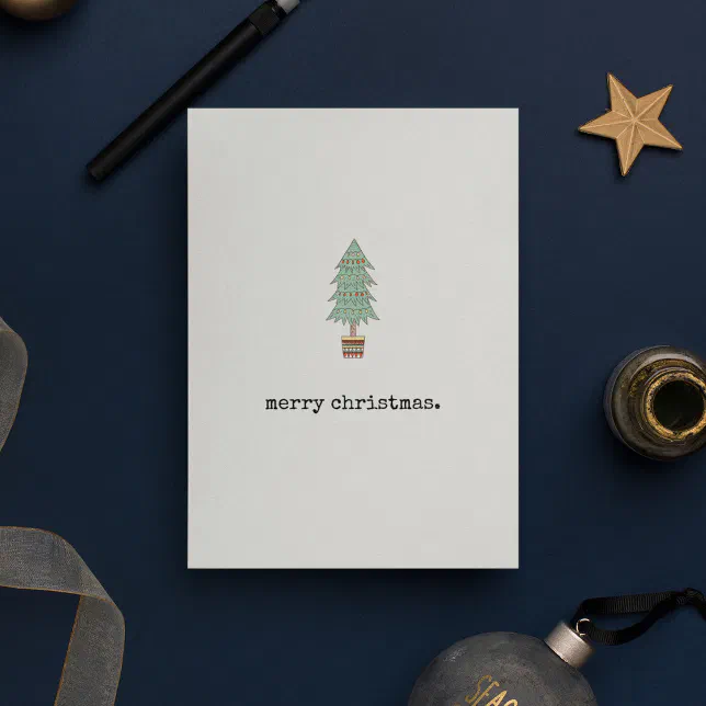 Simple Christmas tree typewriter Holiday Card | Zazzle