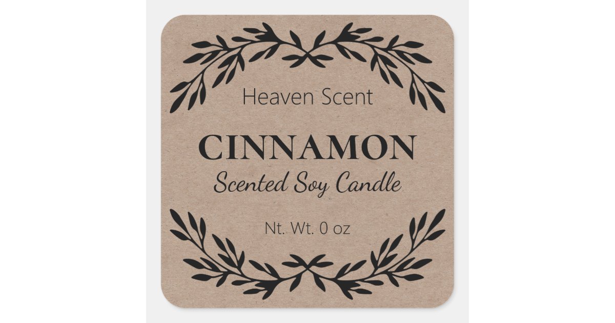 Simple Cinnamon Scented Soy Candle Kraft Labels | Zazzle